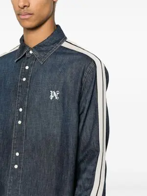 Palm Angels Monogram-embroidered Denim Track Jacket