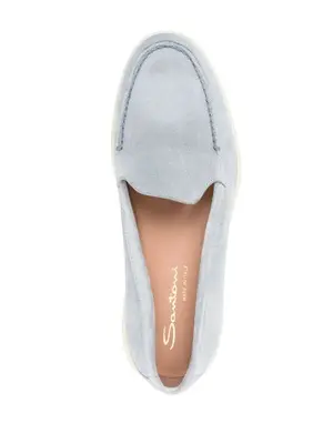 Santoni Round-toe Suede Loafers - Blue