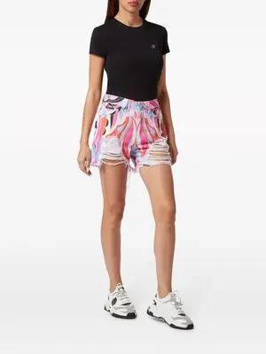 Philipp Plein Abstract Print Mini Shorts