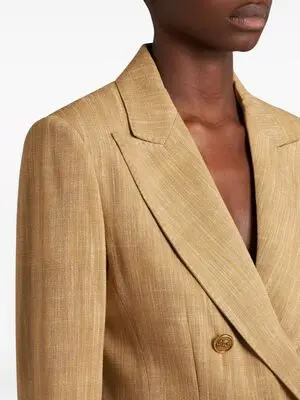 Etro Double-breasted Slub Blazer - Neutrals