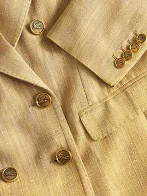 Etro Double-breasted Slub Blazer - Neutrals