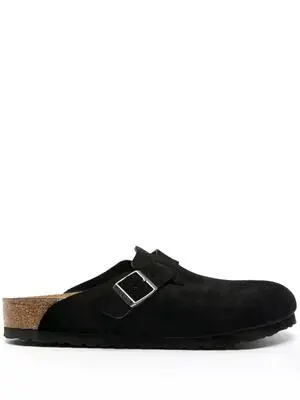 BIRKENSTOCK Boston Suede Slippers - Black