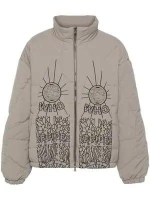 WHO DECIDES WAR BY EV BRAVADO Embroidered Zip-up Bomber Jacket