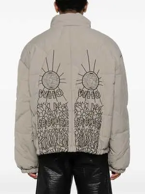 WHO DECIDES WAR BY EV BRAVADO Embroidered Zip-up Bomber Jacket