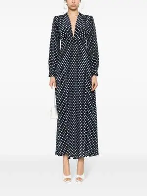 Rixo Emory Polka Dot Maxi Dress - Blue