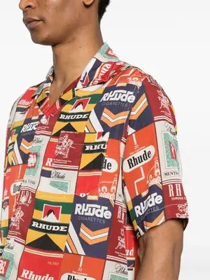 Rhude Cigarette-print Bowling Shirt