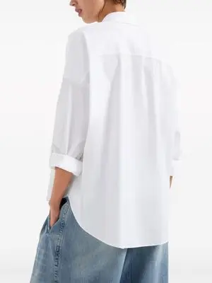 Brunello Cucinelli Bead-embellished Cotton Blend Shirt - White