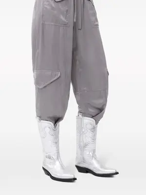 GANNI 40mm Metallic Western Boots - Silver