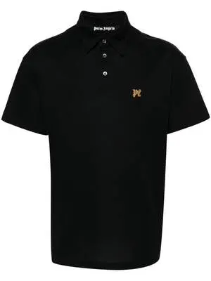 Palm Angels Monogram-appliqu� Polo Shirt - Black