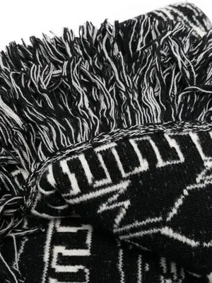 Alanui Intarsia-knit Frayed Scarf