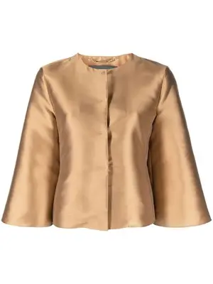 Alberta Ferretti Cropped Satin Jacket - Gold