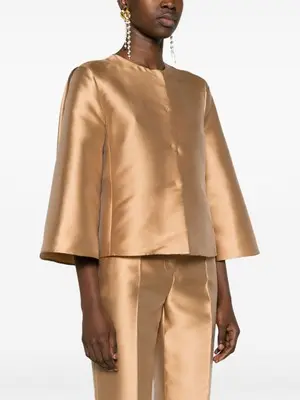 Alberta Ferretti Cropped Satin Jacket - Gold