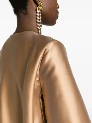 Alberta Ferretti Cropped Satin Jacket - Gold