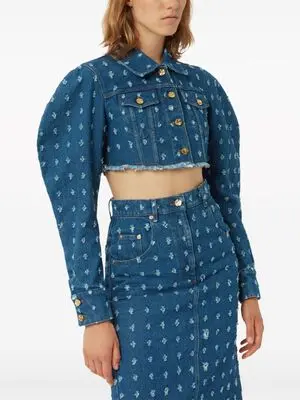 Nina Ricci Distressed Cropped Denim Jacket