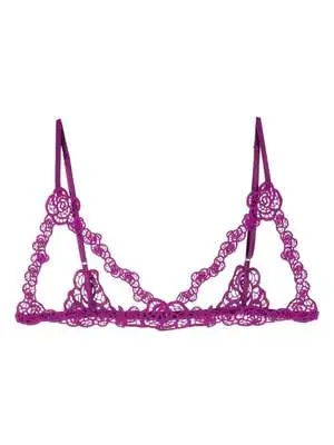 Fleur Du Mal Fleur Guipure Ouvert Bralette - Purple
