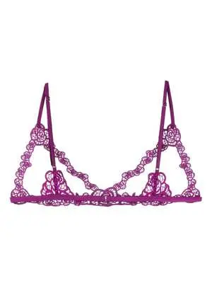 FLEUR DU MAL Fleur Guipure Ouvert Bralette - Purple