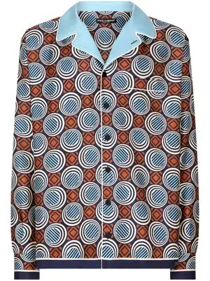 Dolce & Gabbana Geometric-print Silk Shirt Red