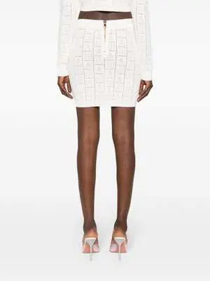 Balmain Pointelle-knit Monogram Mini Skirt