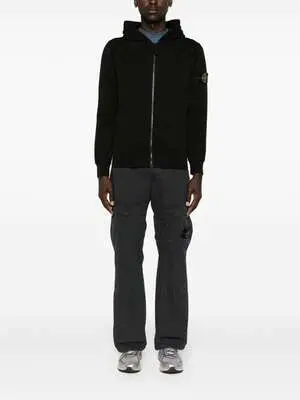 Stone Island Logo-patch Zip-up Hoodie - Black