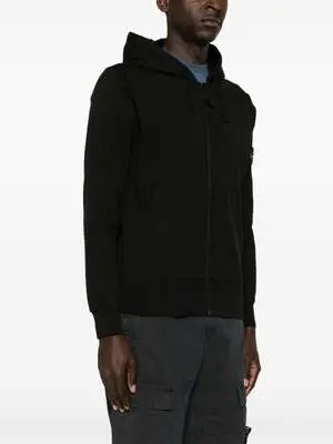 Stone Island Logo-patch Zip-up Hoodie - Black