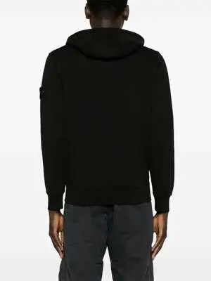 Stone Island Logo-patch Zip-up Hoodie - Black