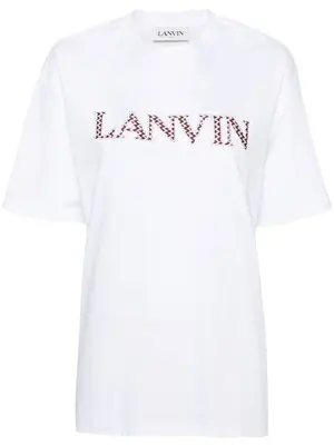 LANVIN Logo-patches Cotton T-shirt - White