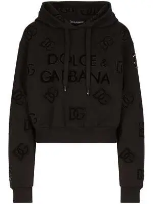 Dolce & Gabbana Dna Logo-perforated Cotton-blend Hoodie