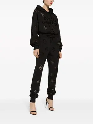 Dolce & Gabbana Dna Logo-perforated Cotton-blend Hoodie