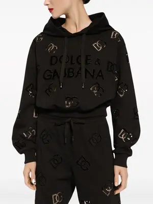 Dolce & Gabbana Dna Logo-perforated Cotton-blend Hoodie