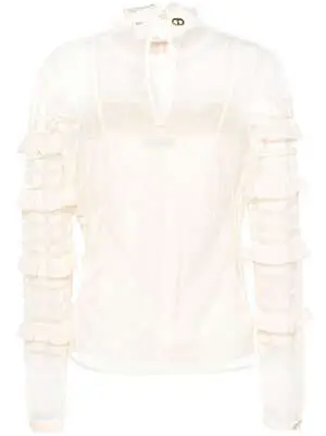 TWINSET Floral-lace Ruffled Blouse