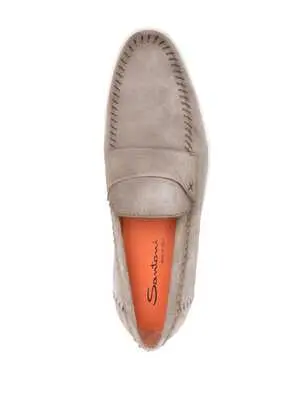 Santoni Logo-embossed Suede Loafers