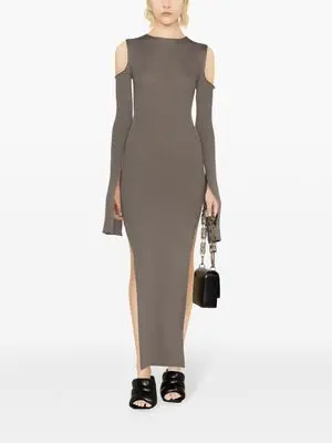 Rick Owens Lido Cape Virgin Wool Maxi Dress - Grey