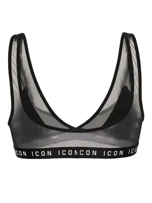 Dsquared2 Logo-underband Panelled-mesh Bra