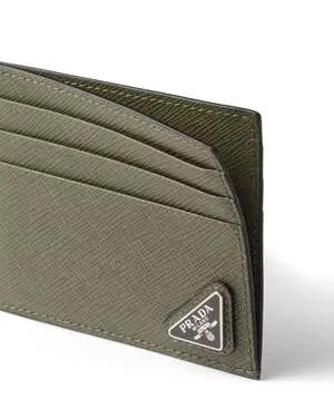Prada Saffiano Leather Card Holder - Green
