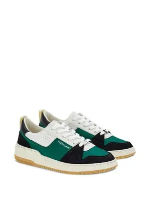 FERRAGAMO Dennis Panelled Sneakers - Green