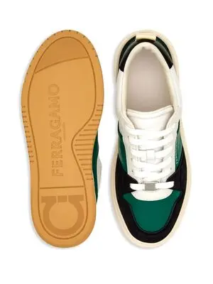 FERRAGAMO Dennis Panelled Sneakers - Green