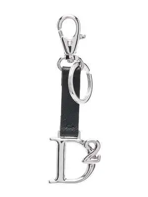 Dsquared2 Logo-plaque Leather Keyring - Black