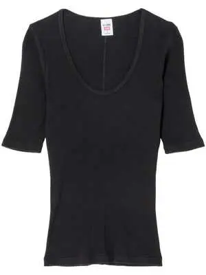 RE/DONE Scoop-neck Cotton Top - Black