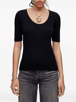 RE/DONE Scoop-neck Cotton Top - Black
