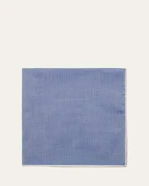 Simonnot Godard Mineral Cotton Pocket Square Blue