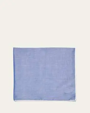 Simonnot Godard Mineral Cotton Pocket Square Dk Blue