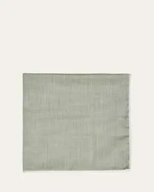 Simonnot Godard Mineral Cotton Pocket Square Green