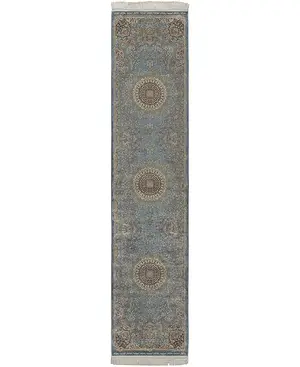 MINK HOME Majestic Elegance Tabriz Runner Area Rug, 2'3 X 10 - Blue
