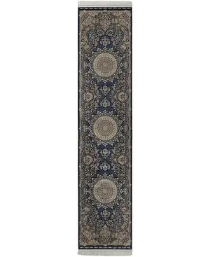 MINK HOME Majestic Elegance Tabriz Runner Area Rug, 2'3 X 10 - Navy