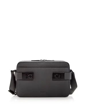 FERRAGAMO Gancini Leather Crossbody Bag - Nero