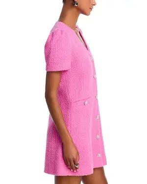 Aqua Tweed Mini Dress - Pink