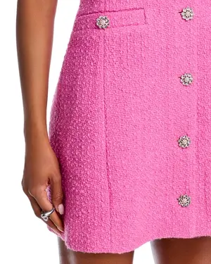 Aqua Tweed Mini Dress - Pink