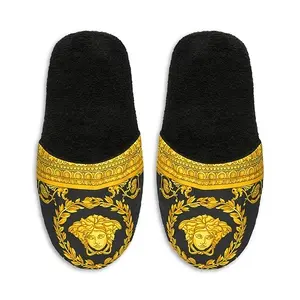 Versace I Heart Baroque Bath Slippers - Black