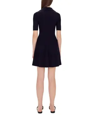 Simkhai Patricia Rib Knit Polo Mini Dress - Black