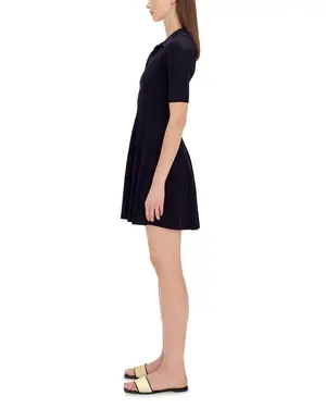 Simkhai Patricia Rib Knit Polo Mini Dress - Black